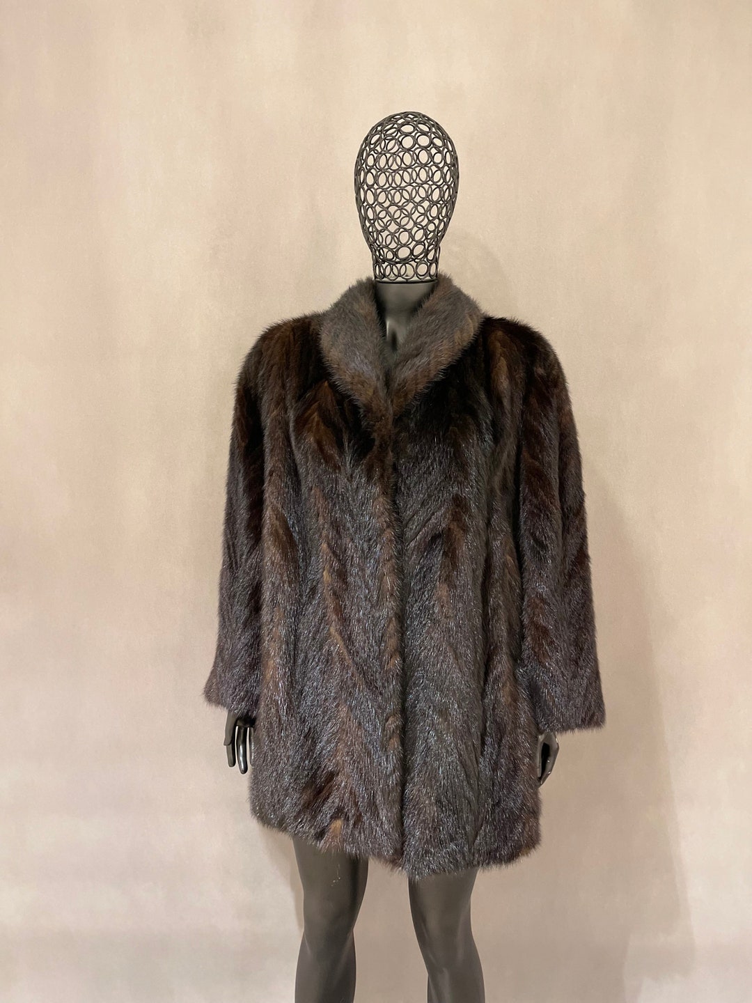 Mink Fur Coat, Vintage Mink Fur Coat, Real Mink Coat, Genuine Leather ...