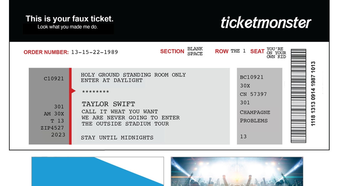 TS Eras Tour *PRINTABLE* - Fun Memorabilia Concert Tickets - *special ...