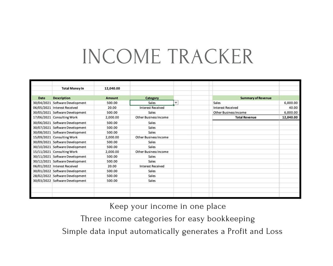 PROFIT & LOSS Tracker | Business Expenses | Track Income | Accounting ...