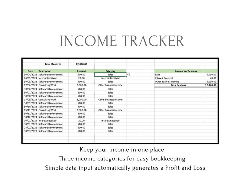 PROFIT & LOSS Tracker | Business Expenses | Track Income | Accounting ...