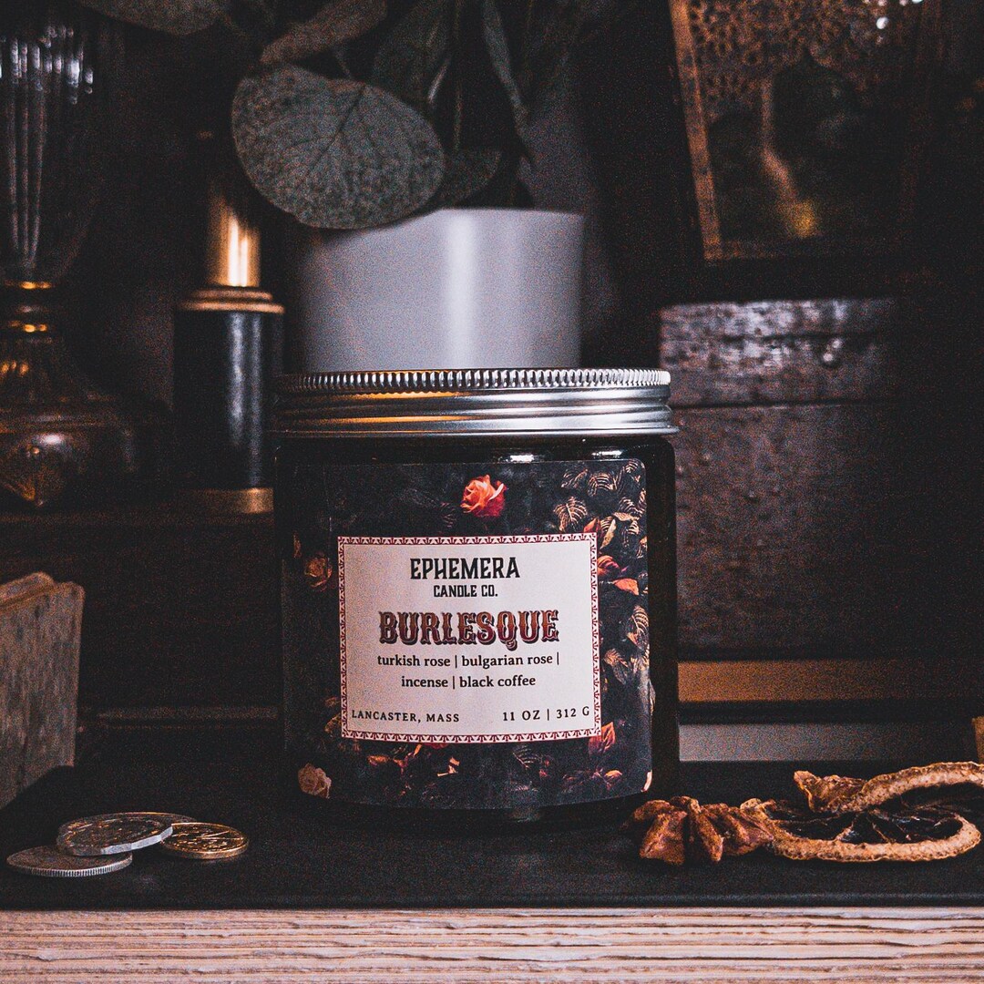 Burlesque Scented Candle Bulgarian Rose, Turkish Rose, Incense, Coffee ...