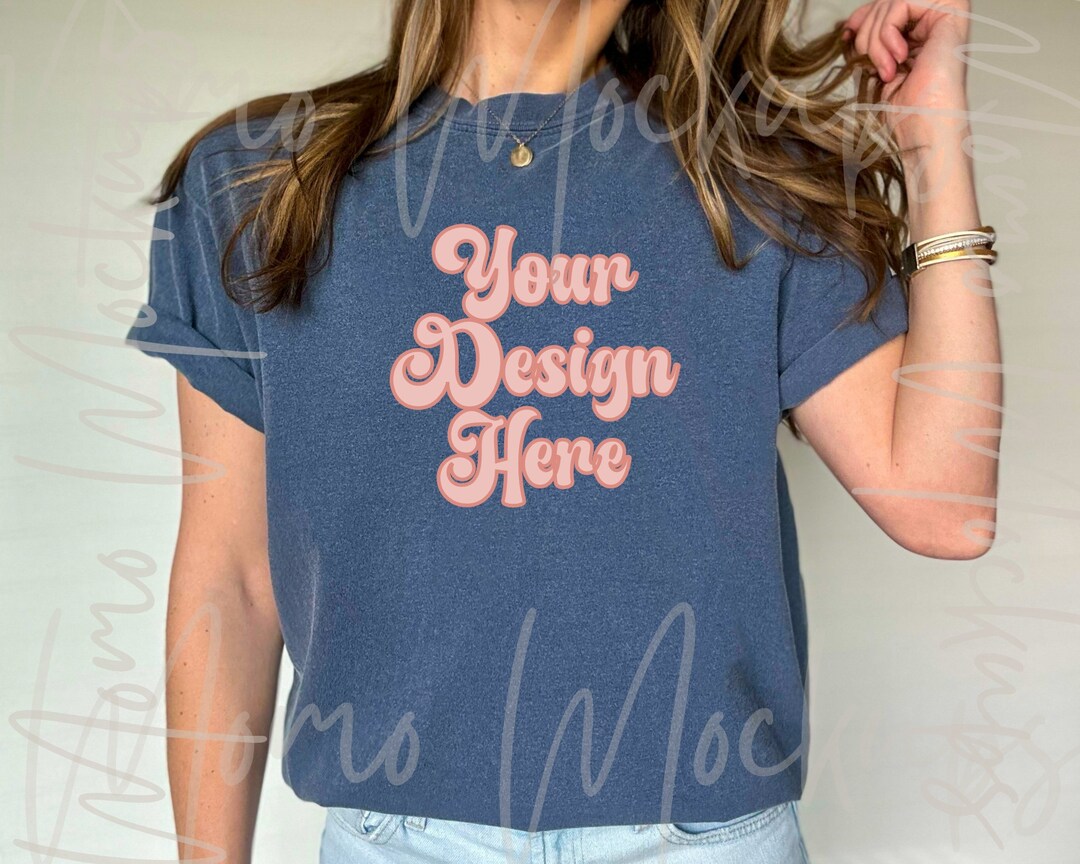 Comfort Colors C1717 Denim Mockup, Comfort Colors Mockup, Model Mockup ...