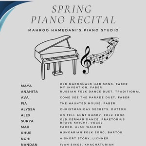 Spring Piano Recital, Music Recital, Customize Template, Digital ...
