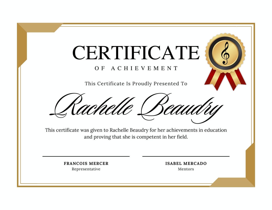 Certificate of Achievement, Music Recital, Customize Template, Digital ...