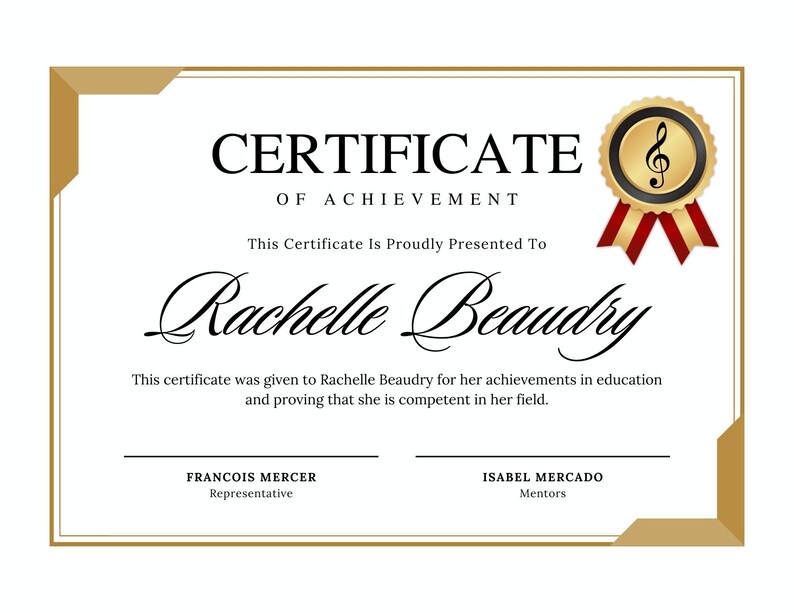 Certificate of Achievement, Music Recital, Customize Template, Digital ...