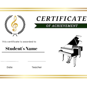 Certificate of Achievement, Music Recital, Customize Template, Digital ...