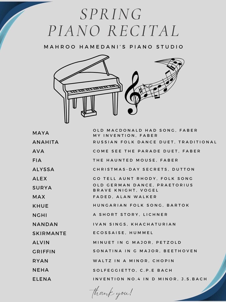 Spring Piano Recital, Music Recital, Customize Template, Digital ...