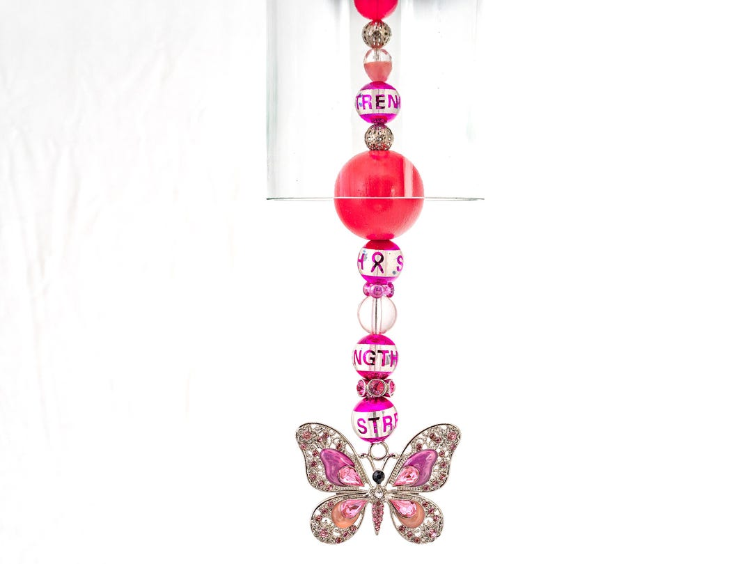 Pink Butterfly Breast Cancer Wind Chime Wine Bottle • Breast Cancer ...