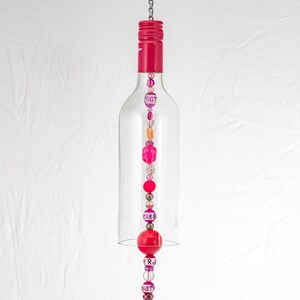 Clear Wine Bottle Wind Chime With Breast Cancer Awareness Strength ...