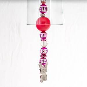 Clear Wine Bottle Wind Chime With Breast Cancer Awareness Strength ...