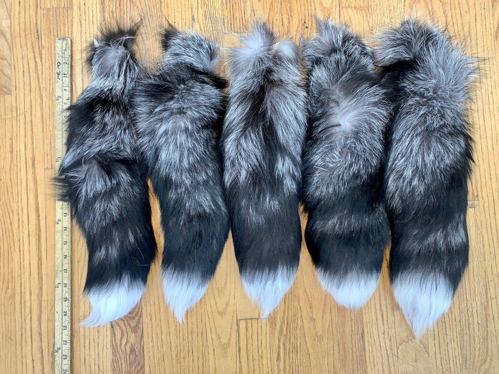 Silver Fox Fur Tails Set of Five - Etsy