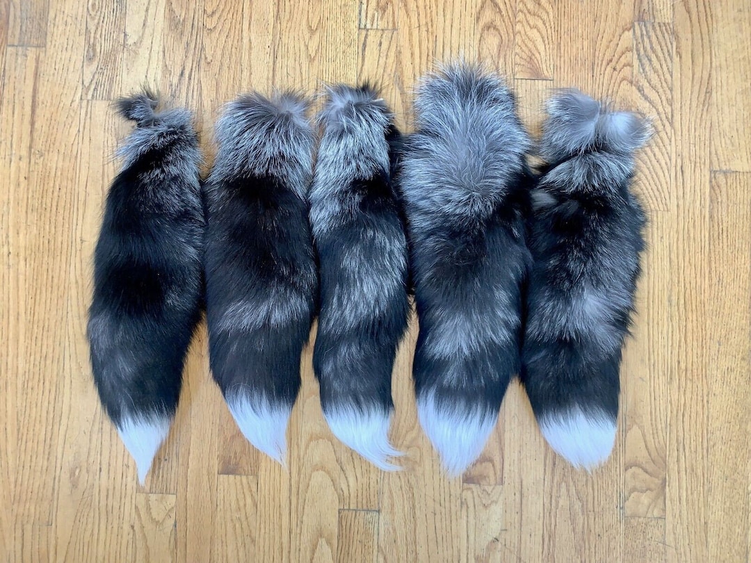 Silver Fox Fur Tails - Set of Five - Etsy