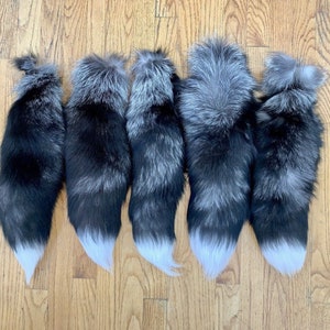 Silver Fox Fur Tails Set of Five - Etsy