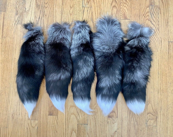 Silver Fox Fur Tails - Set of Five - Etsy
