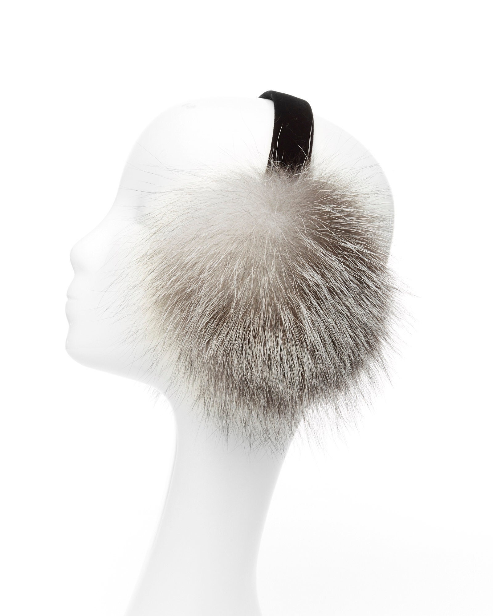 Indigo Fox Fur Earmuffs - Etsy