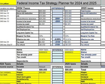 Excel 2023 and 2024 Tax Planner Spreadsheet, Retirement Calculator, IRA ...