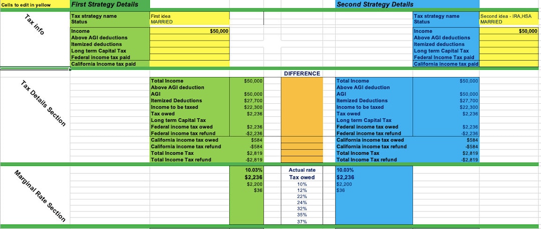 2024 Federal and California Income Tax Spreadsheets, Roth Conversion ...