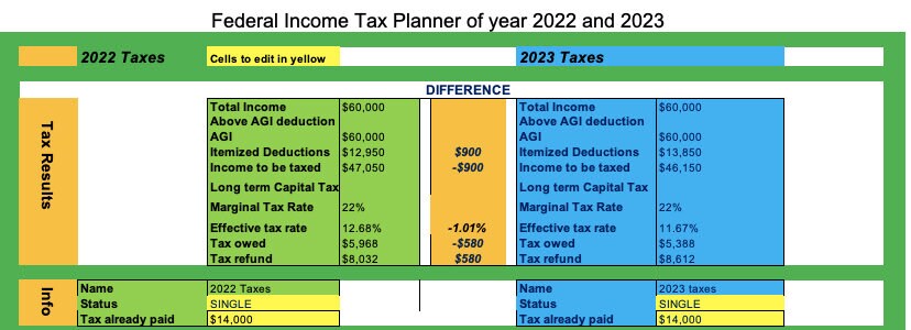Excel 2023 and 2024 Tax Planner Spreadsheet, Self Employment, 1099 Tax ...