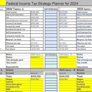 Excel 2024 Strategy Tax Planner Spreadsheet, Self Employment-1099 Tax ...
