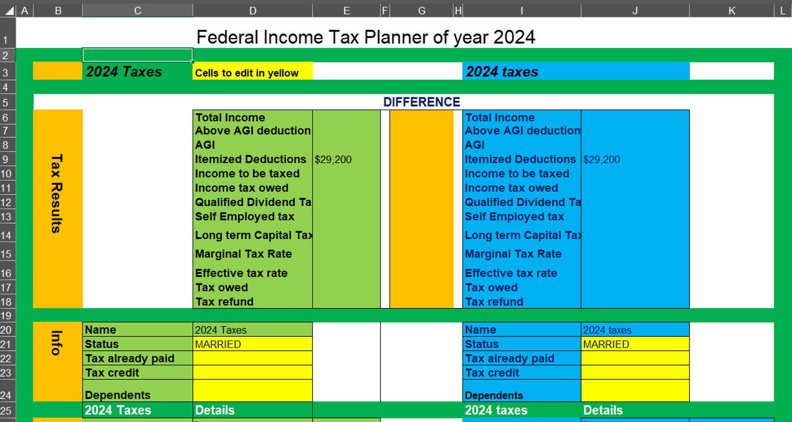 Excel 2024 Strategy Tax Planner Spreadsheet, Self Employment-1099 Tax ...