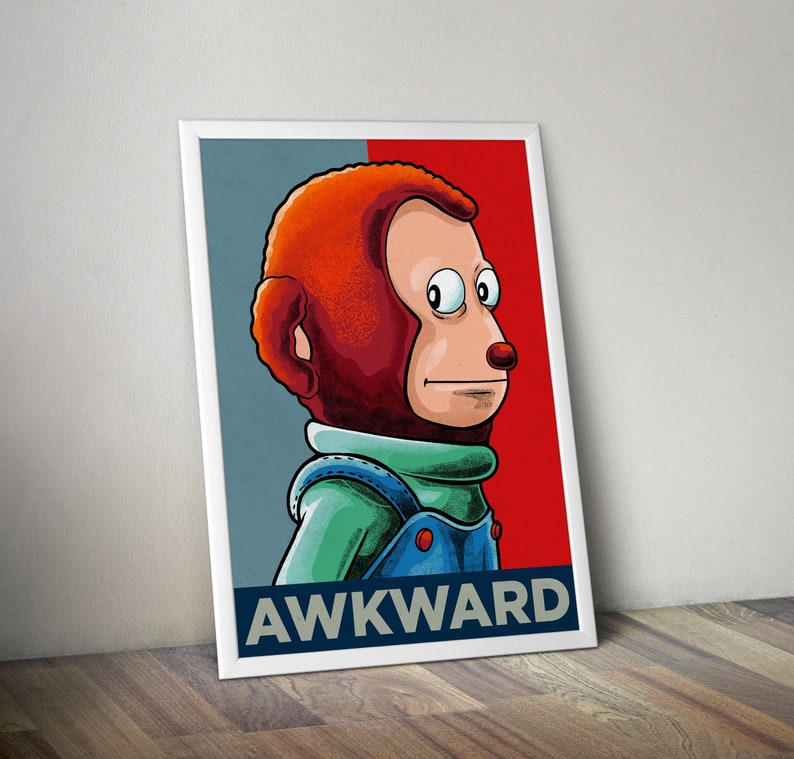 Awkward Monkey Meme Funny Monkey Poster Funny Memes Funny Present Meme Poster Funny Poster Meme ...