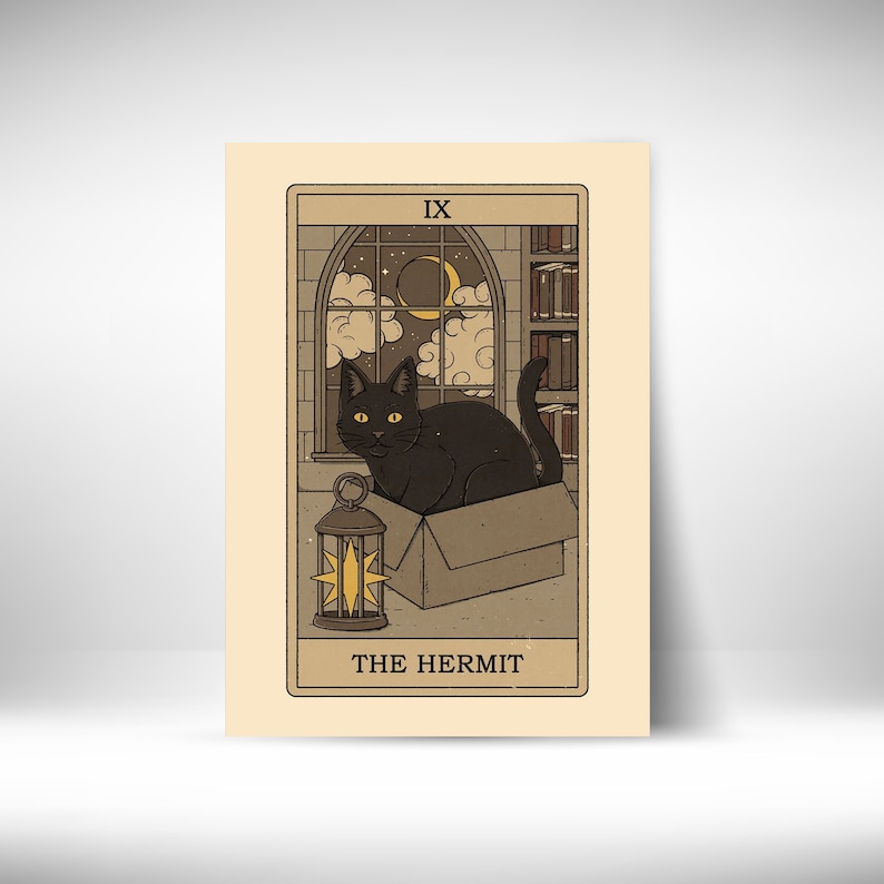 The-hermit Cat Tarot Posters Cat-themed Tarot Card Art Prints Cat ...