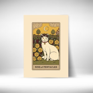 Nine of Pentacles Cats Tarot Posters | Cat-themed Tarot Card Art Prints ...