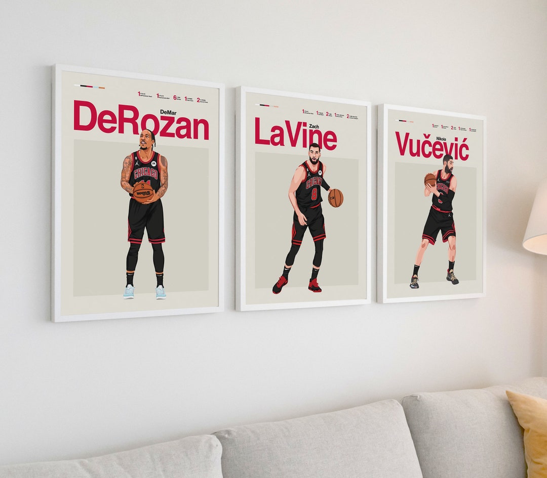Demar Derozan Jersey Art Zach Lavine Poster Nikola Vucevic Poster ...