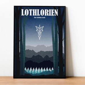Lord of the Rings Lothlorien Map Poster Travel Print Rohan - Etsy