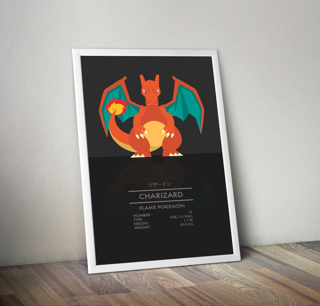 Cartel de Pokémon de Charizard decoración de Pokémon de - Etsy México