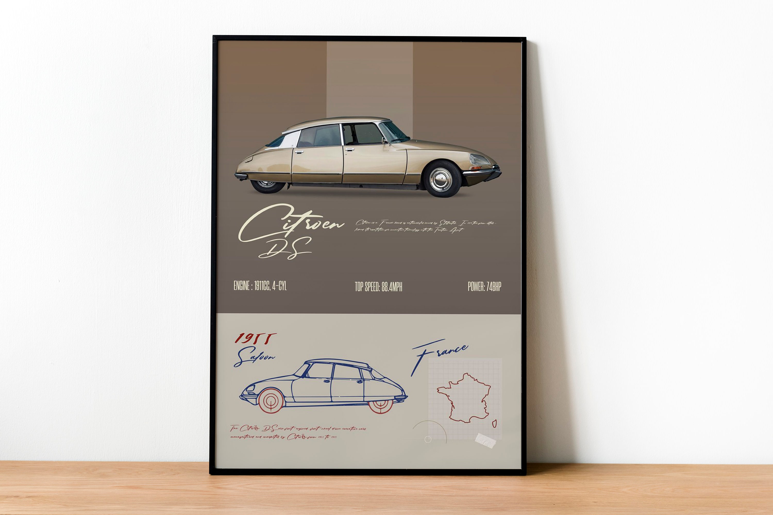 Citroen DS Turbo Vintage Styled Wall Art Beat the Traffic Home - Etsy