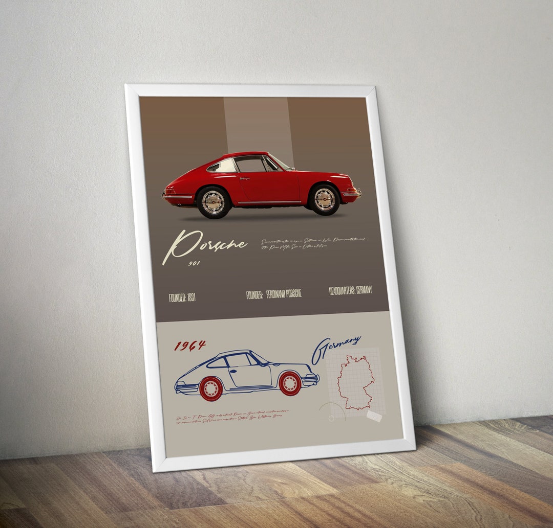 1964 Porsche 901 Turbo: Vintage Car Poster - Etsy