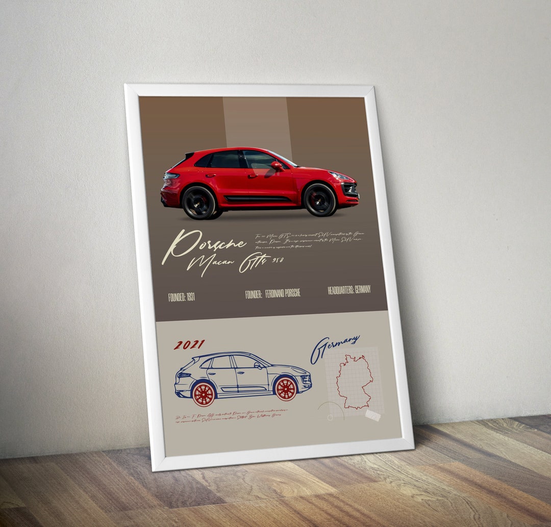 Porsche Macan GTS 2021: Vintage Style Car Poster - Etsy