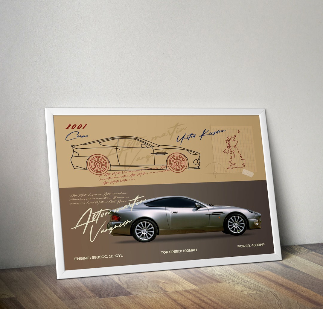 Aston Martin Vanquish 2001 Turbo Vintage Styled Wall Art Beat the ...
