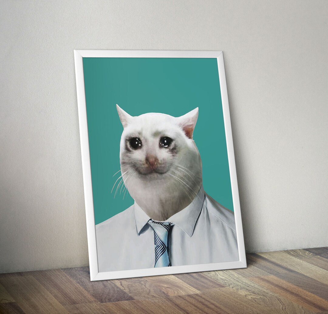 Crying Cat Meme Poster Funny Memes Funny Present Meme Poster Etsy