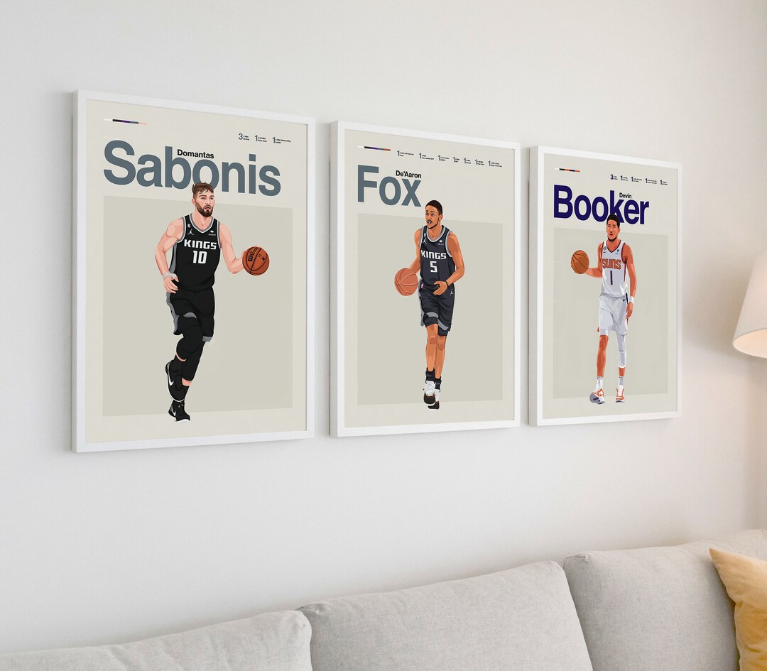 Domantas Sabonis Jersey Art De'aaron Fox Poster Sacramento Kings Wall ...