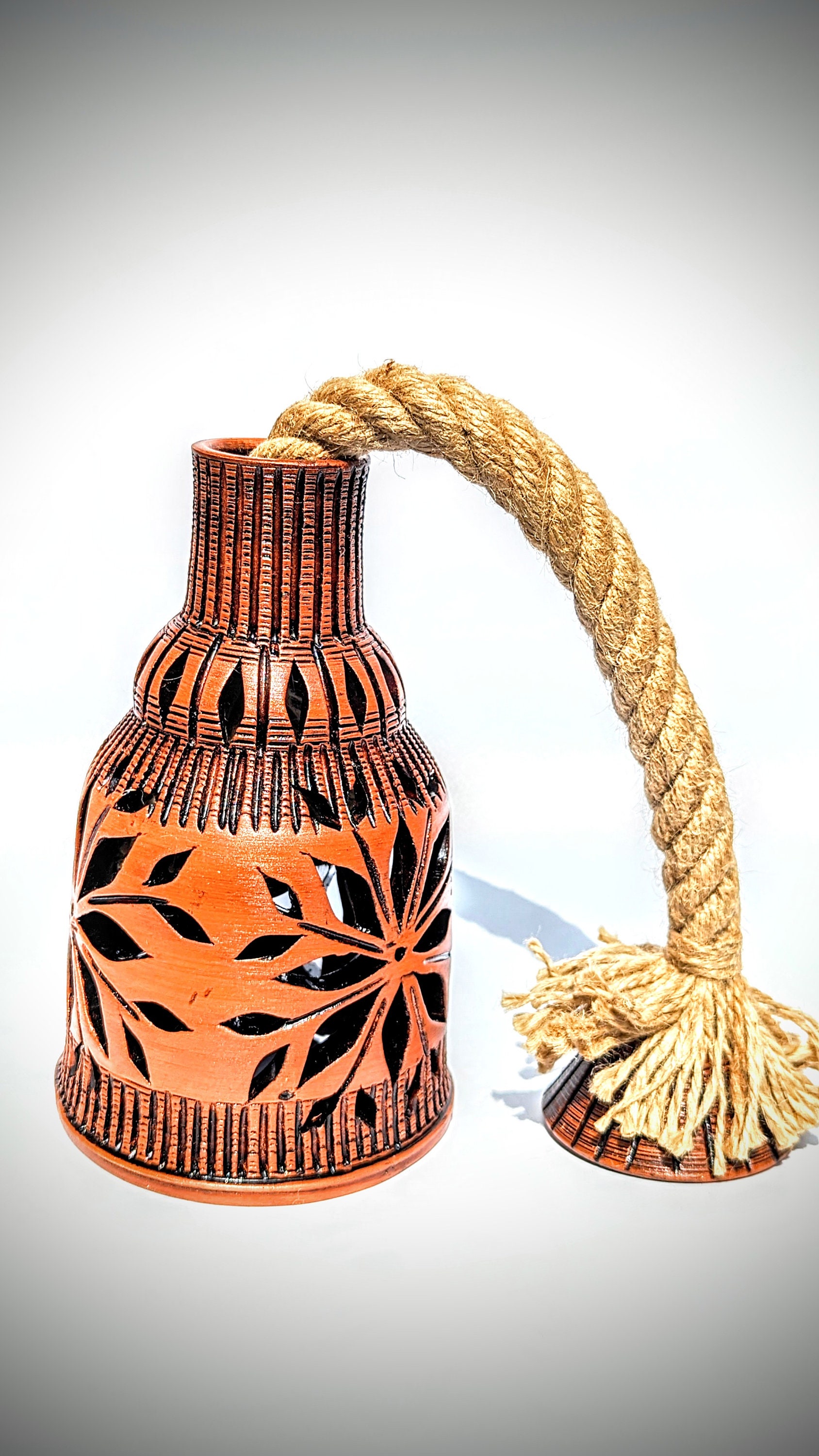 Terracotta Pendant Light Clay Lampshade With Rope Dawn - Etsy