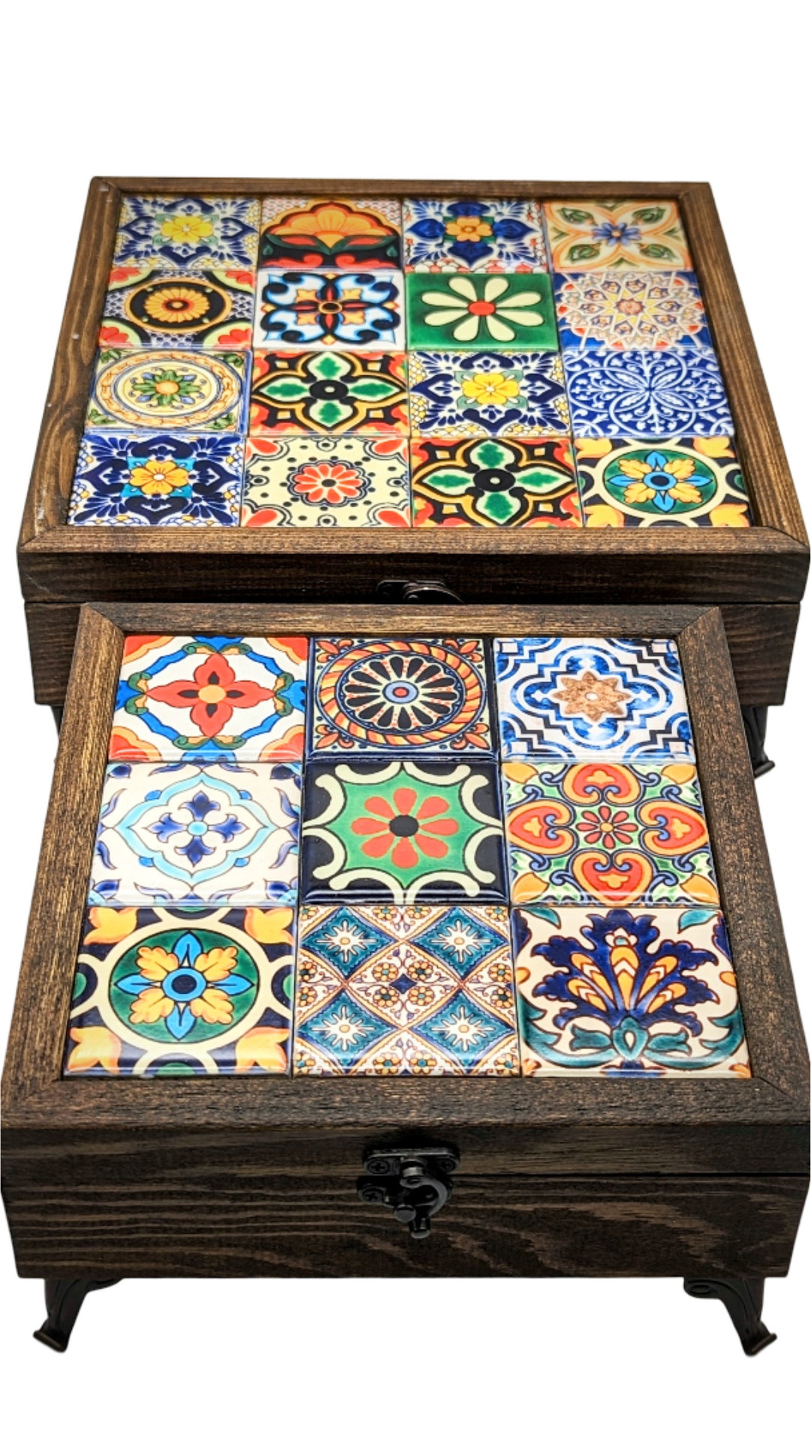 Handmade Wood Jewellery Box With Ceramic Tile Inlay - Etsy