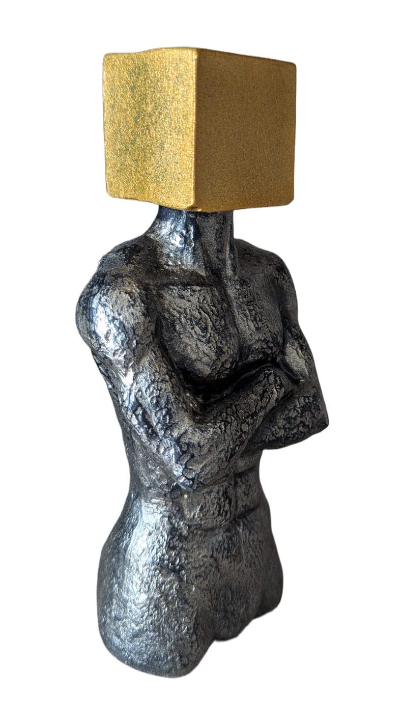 Abstract Geometric Head Statues: Modern Male Torso Figurines, Resin ...