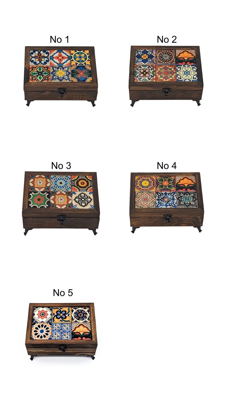 Handmade Wood Jewellery Box With Ceramic Tile Inlay - Etsy