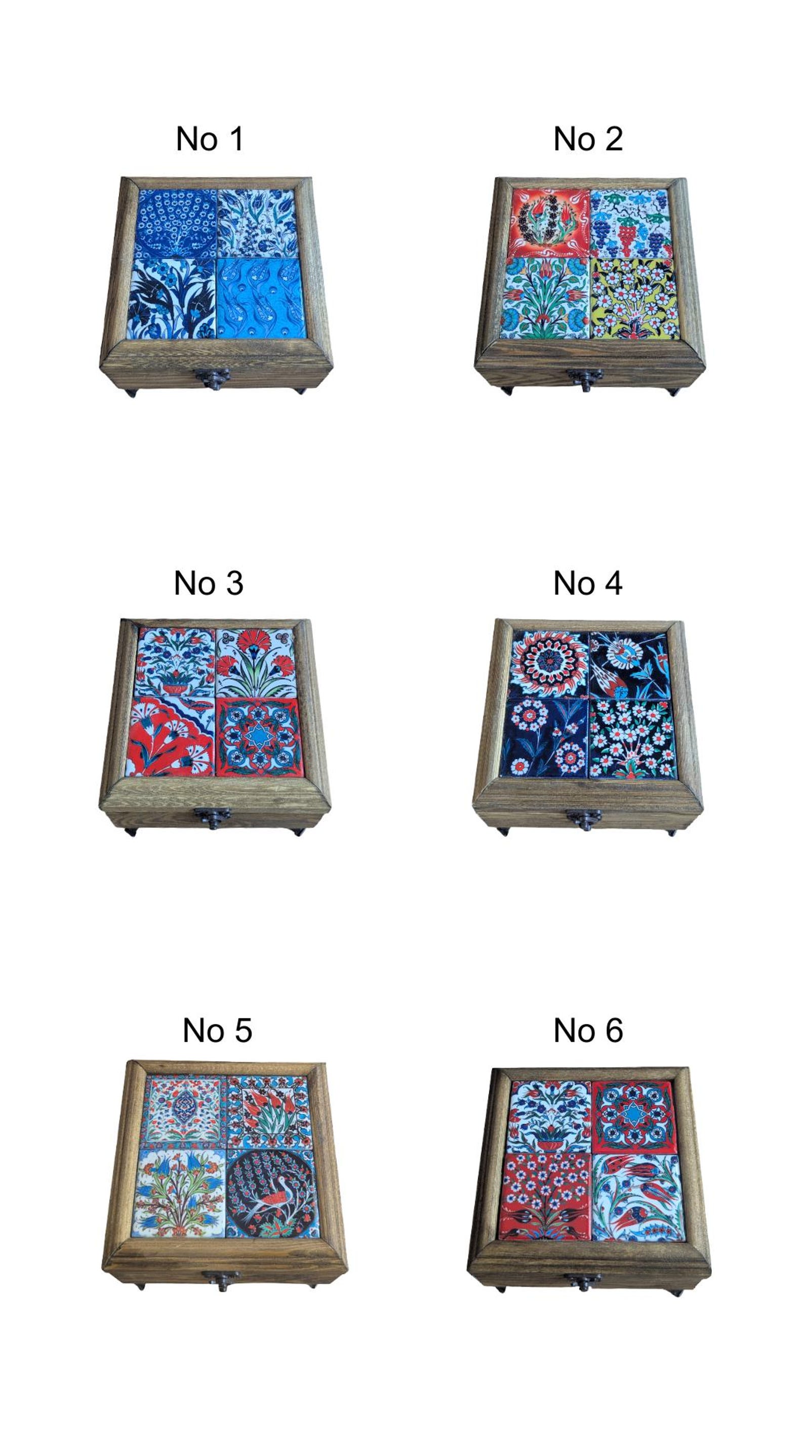 Handmade Wood Jewellery Box With Ceramic Tile Inlay - Etsy