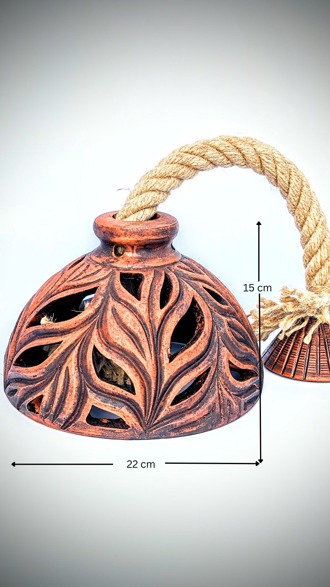 Terracotta Pendant Light Clay Lampshade With Rope Dawn - Etsy