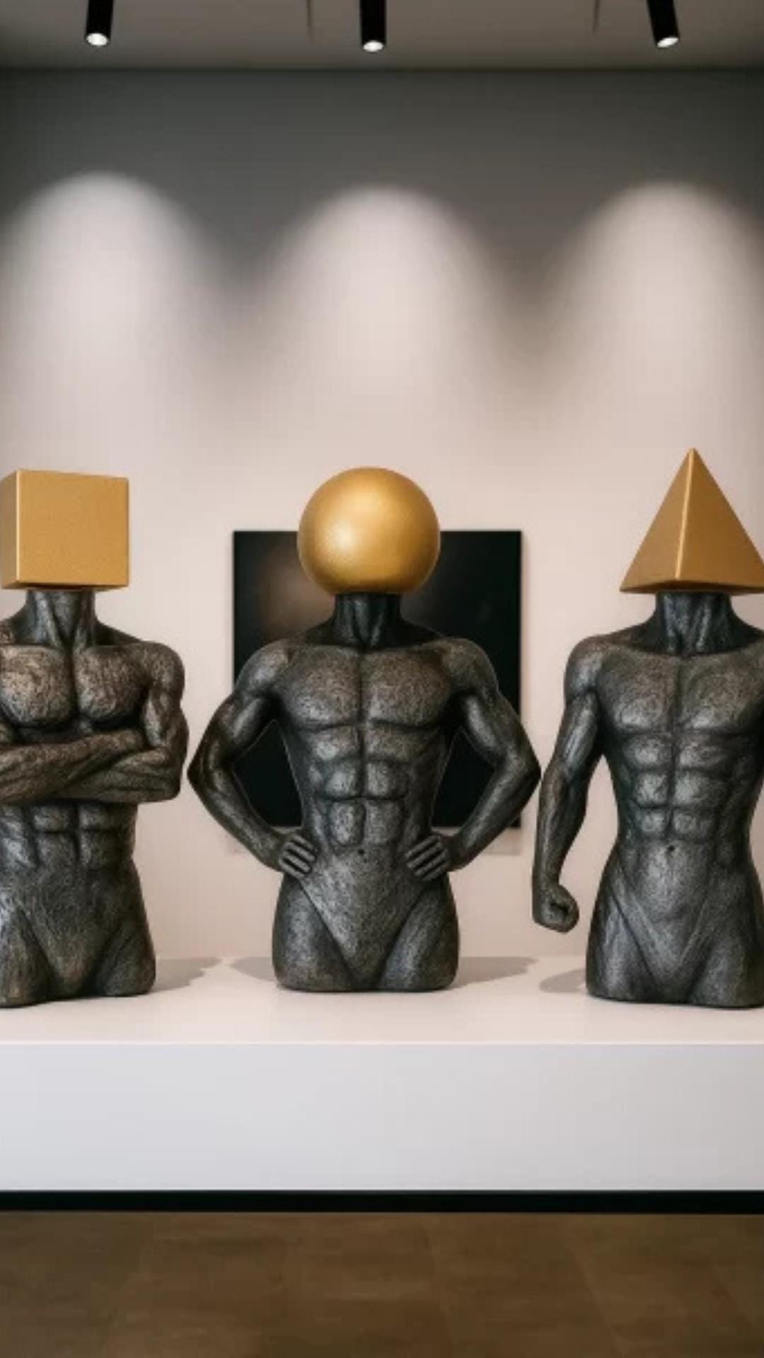 Abstract Geometric Head Statues: Modern Male Torso Figurines, Resin ...