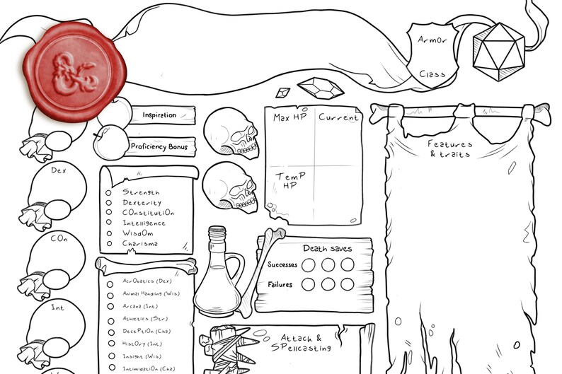 D&D 5e Character Sheet Savage a Downloadable PDF File for Dungeons and Dragons 5th Edition ...