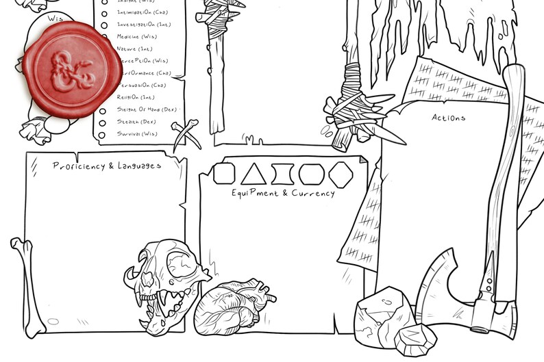 D&D 5e Character Sheet Savage a Downloadable PDF File for Dungeons and Dragons 5th Edition ...