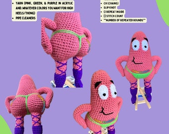 Patrick Wedgie Crochet Pattern Patrick With a Wedgie Car Charm Crochet Car Charm Sea Star Wedgie ...