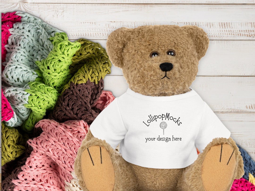 Plush Teddy Bear Mock Up, Printify Mockups, Bear With Shirt Mock Up ...