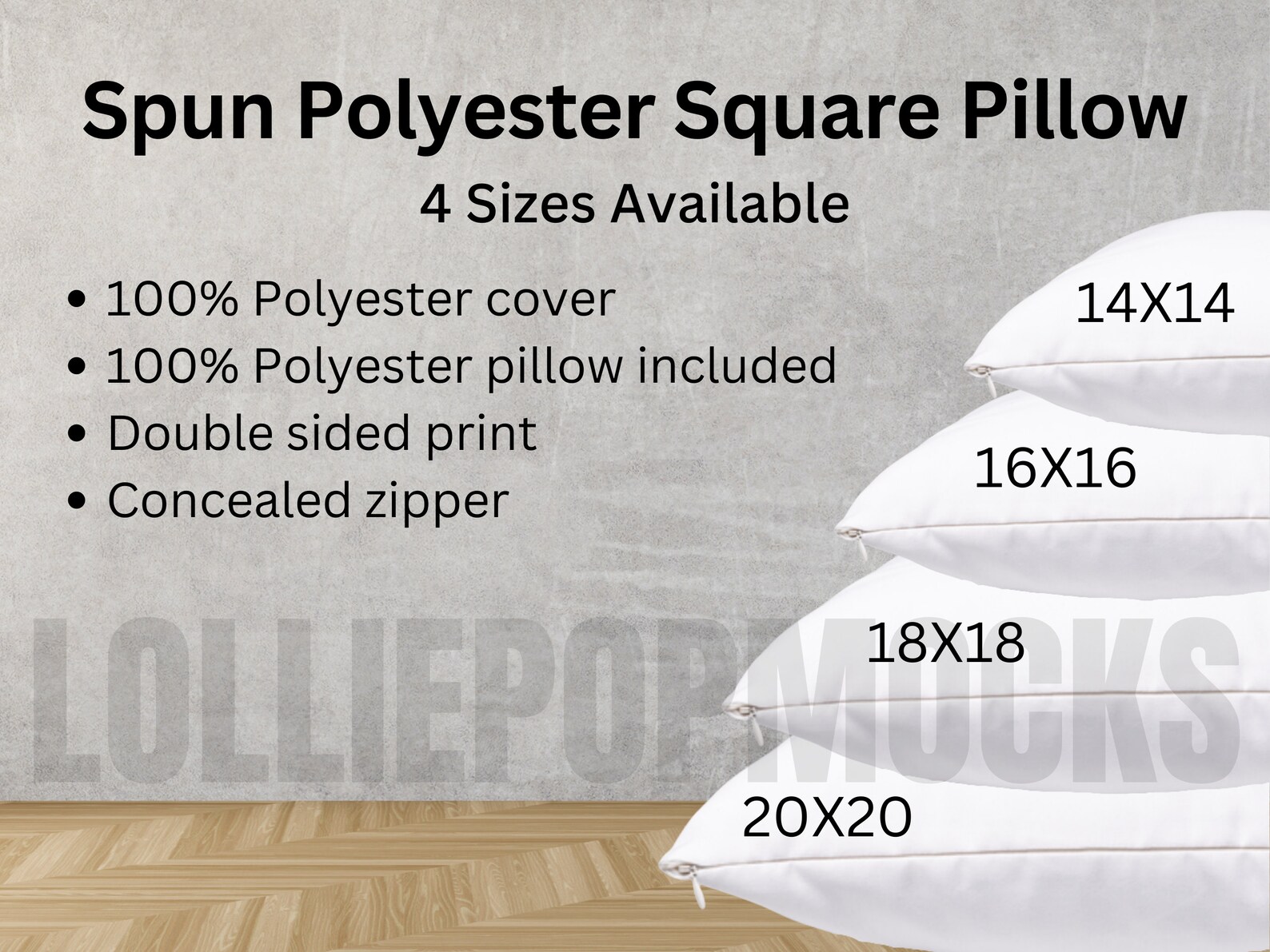 Pillow Size Chart Mock Up Printify Spun Polyester Pillow - Etsy