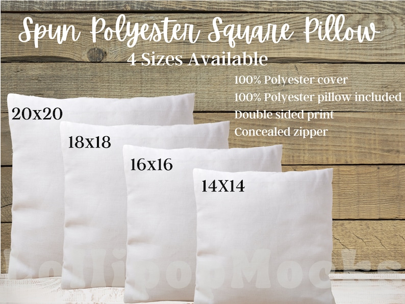 Spun Polyester Square Pillow Size Chart for Mockups, Minimalist Pillow ...