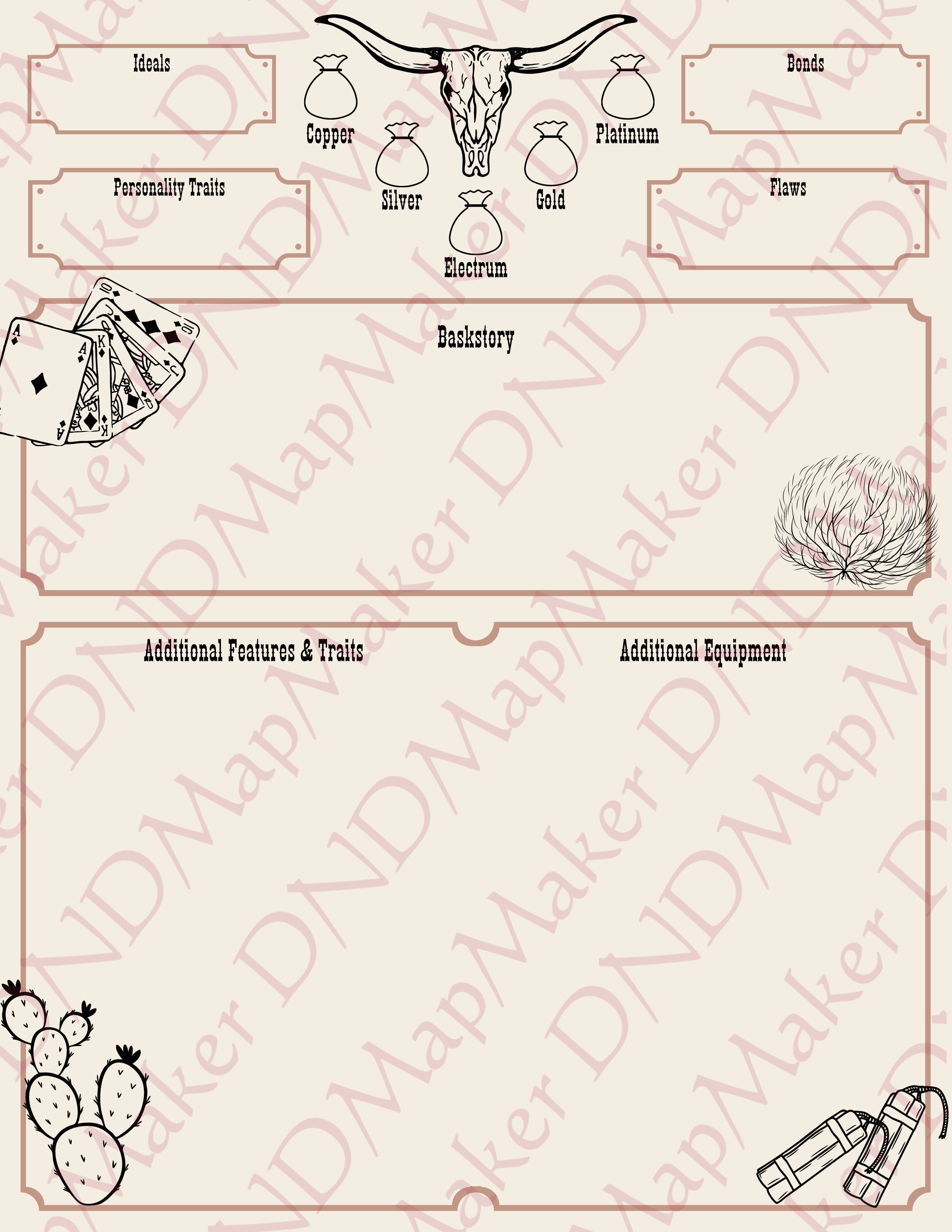 D&D 5e Character Sheet | Wild West | Dungeons and Dragons | 5th Edition ...